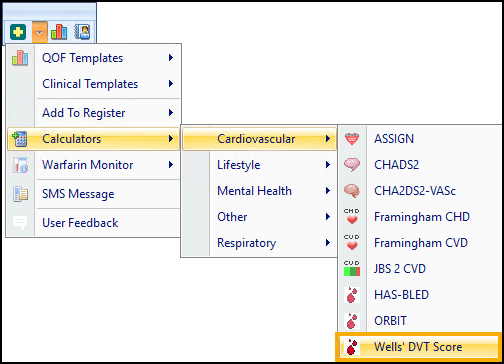 Wells' DVT Score Calculator