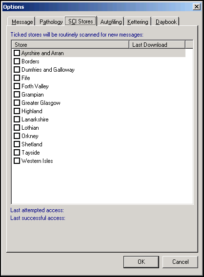 SCI Stores tab (Scotland)
