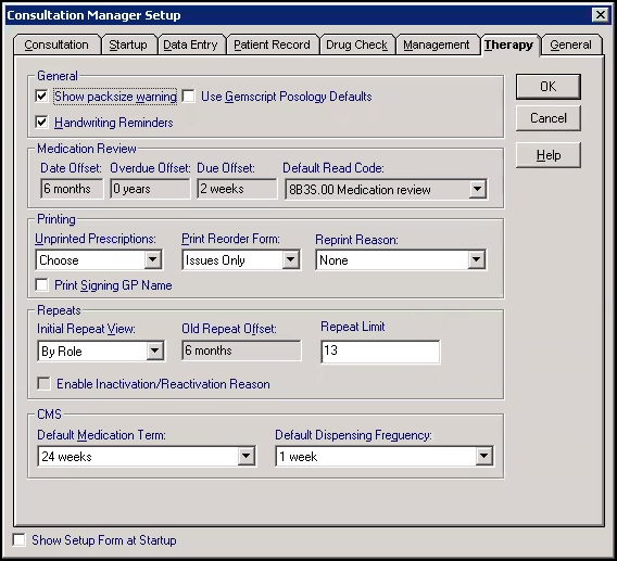 Consultation Manager Setup - Therapy