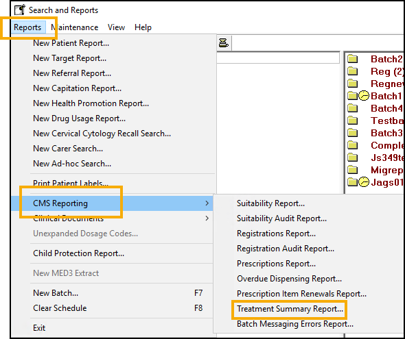CMS Treatment Summary Report