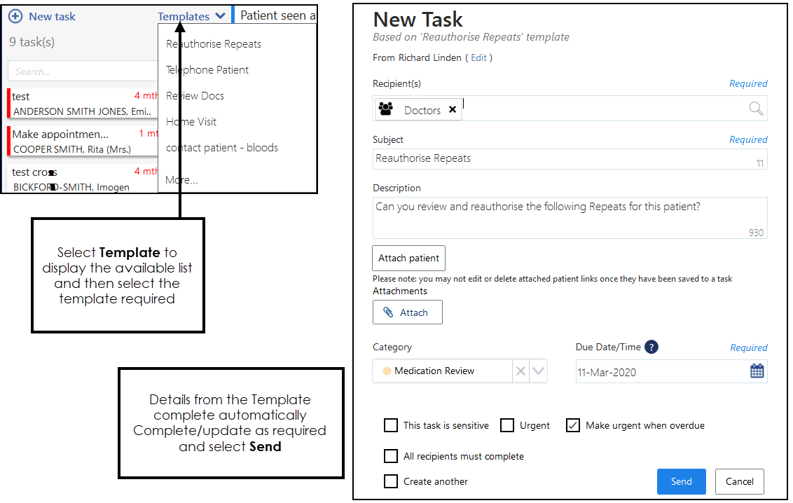 Adding a Task from a Template