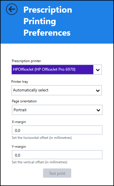 Prescription Printing Preferences