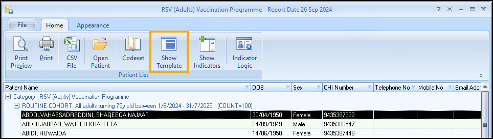 Accessing the RSV (Adults) Vaccination Programme Clinical Template