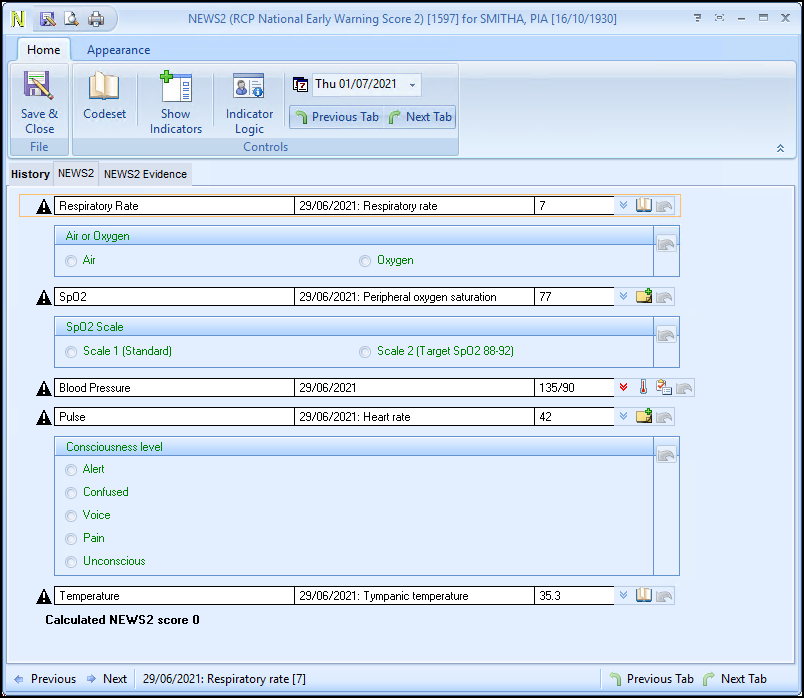 NEWS2 (RCP National Early Warning Score 2) Calculator