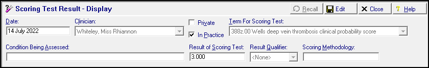 Wells' DVT Score Calculator