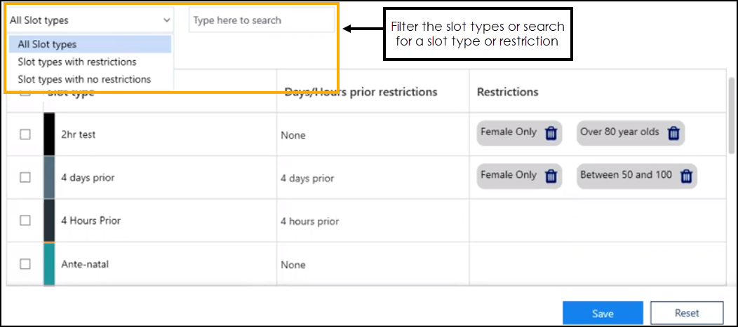 Slot Type Restrictions - Mapping