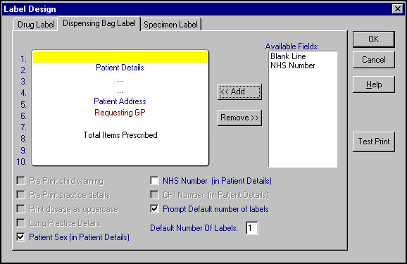 Dispensing Bag Labels