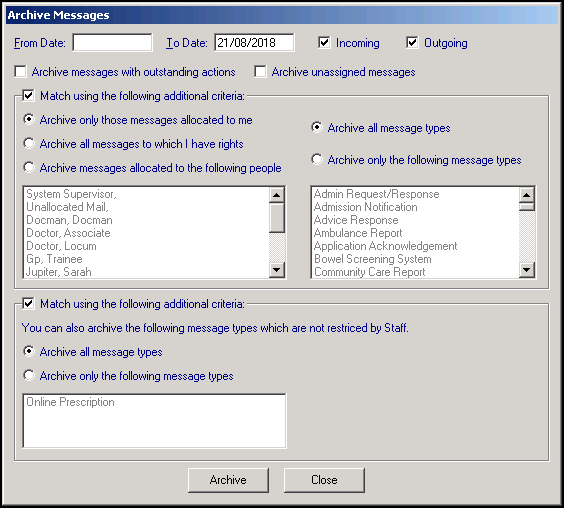 Running an Archive in Mail Manager
