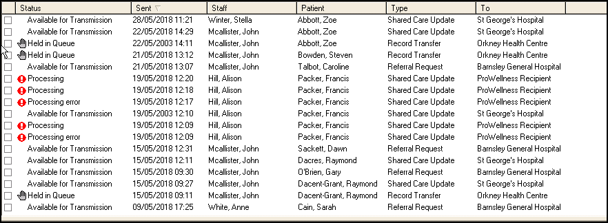 Outgoing Message List View