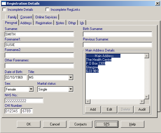 Viewing a Registration Record