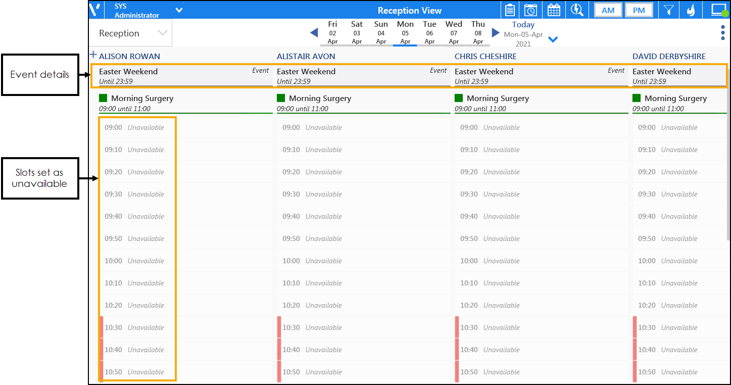 Creating Events for Appointments Setup
